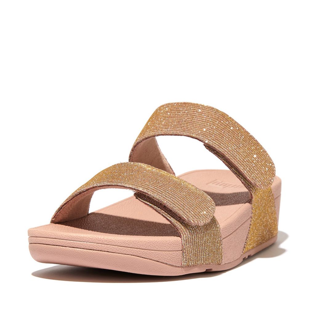 FitFlopTM lulu adjustable shimmerlux slides rose gold Direct leverbaar uit de webshop van www ...